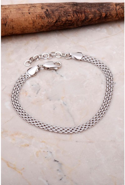 Sümer Telkari Italyan Ezme Hasır Örgü Gümüş Bileklik