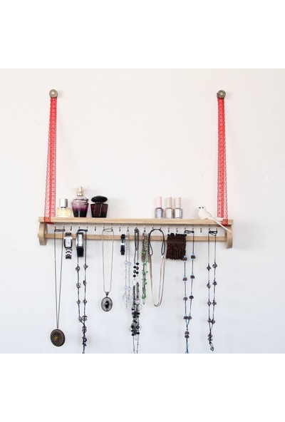 Fokai Wood Betty Red Bloom Lace Kırmızı Dantel Takı Askısı ve Rafı