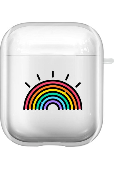 Mooodcase Gökkuşağı Desenli Şeffaf Airpods Kılıfı