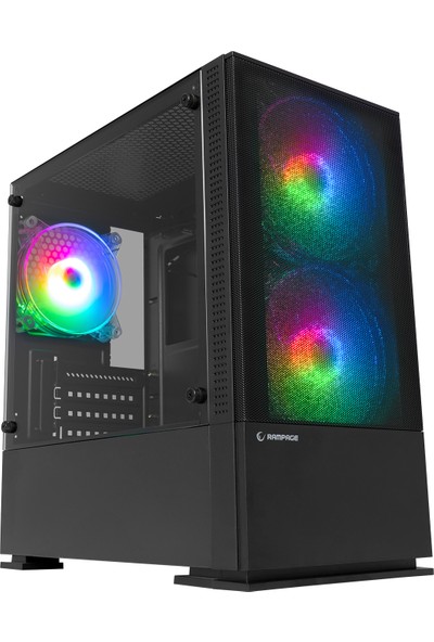 Rampage Private 2X140 mm + 1X120 mm Rainbow Fanlı Tempered Camlı Matx Bilgisayar Kasası Rampage Private 2X140 mm + 1X120 mm Rainbow Fanlı Tempered Camlı Matx Bilgisayar Kasası