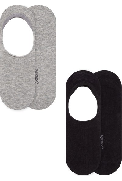 Mavi Kadın 2li Gri Siyah Babet Çorabı Seti 198484-900