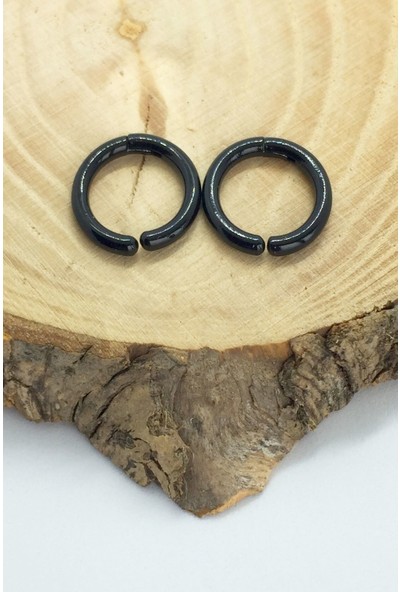 Axexuar Sıkıştırmalı 316L Çelik Unisex Halka Küpe Siyah Renk