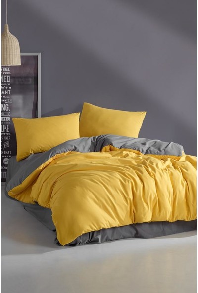 Lady Moda Yellow & Grey Pamuk Tek Kişilik Nevresim Takımı