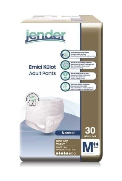 Jender Emici Külot Medium Orta Boy 30'lu 2 Paket 60 Adet Jender Emici Külot Medium Orta Boy 30'lu 2 Paket 60 Adet