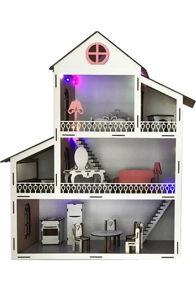Hilal Shops Pembe Işıklı Eğitici Oyuncak Ahşap Ev Hilal Shops Pembe Işıklı Eğitici Oyuncak Ahşap Ev