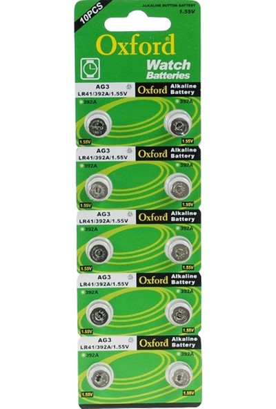 Oxford Ag1 LR621 Alkalin Saat Pili 10'lu Paket * Tıanqıu Oxford Ag1 LR621 Alkalin Saat Pili 10'lu Paket * Tıanqıu