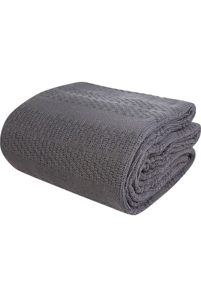 Karaca Home Charm Bold Antrasit Çift Kişilik Örgü Battaniye