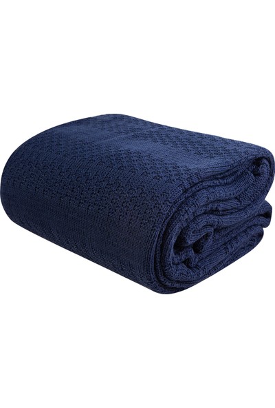 Karaca Home Charm Bold Lacivert Çift Kişilik Örgü Battaniye