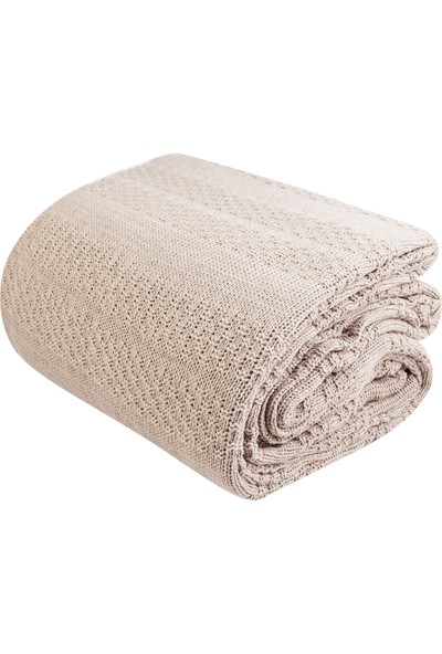 Karaca Home Charm Bold Bej Çift Kişilik Örgü Battaniye