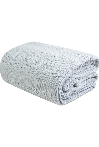 Karaca Home Charm Bold Mavi Çift Kişilik Örgü Battaniye