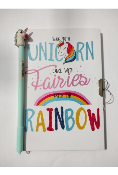 Asel Unicorn Kilitli Günlük ve Unicorn Jel Kalem Seti Asel Unicorn Kilitli Günlük ve Unicorn Jel Kalem Seti
