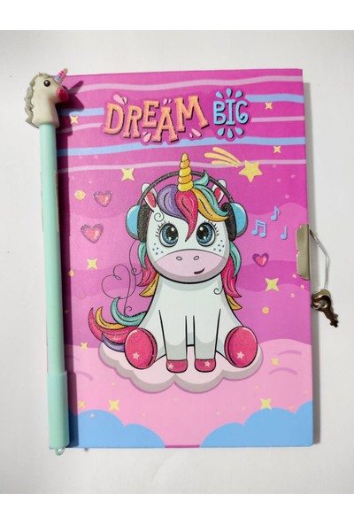 Asel Unicorn Kilitli Günlük ve Unicorn Jel Kalem Seti Asel Unicorn Kilitli Günlük ve Unicorn Jel Kalem Seti