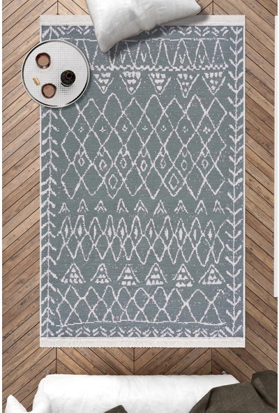 Caretta Home Saçaklı Çift Taraflı Mistik Desenli Dokuma Kilim