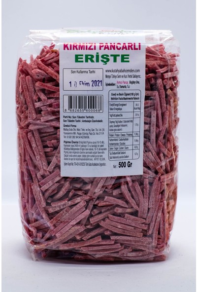 Kütahya Bahçemden Kütahya Bahçeden Pancarlı Erişte 500 gr Kütahya Bahçemden Kütahya Bahçeden Pancarlı Erişte 500 gr