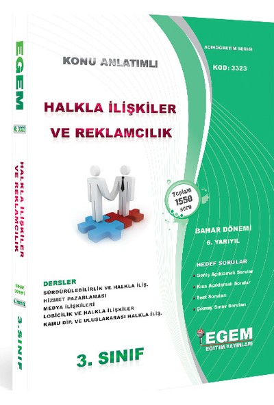 Egem Yayınları 3. Sınıf Halkla Ilişkiler ve Reklamcılık Konu Anlatımlı Soru Bankası-Bahar Dönemi(6. Yarıyıl)