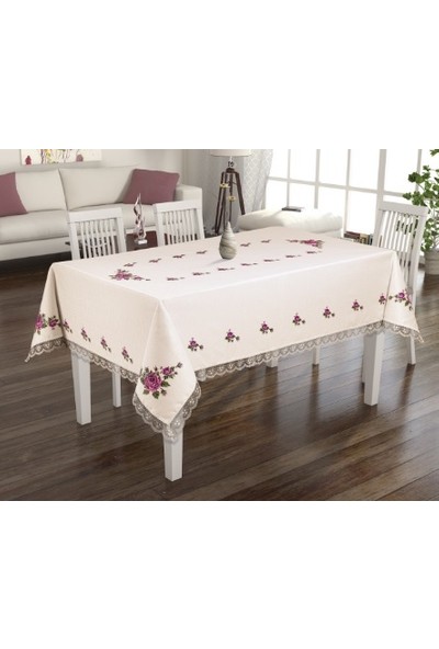 Apakay Kaneviçe Baskılı Dertsiz Masa Örtüsü 160X220CM Kırmızı