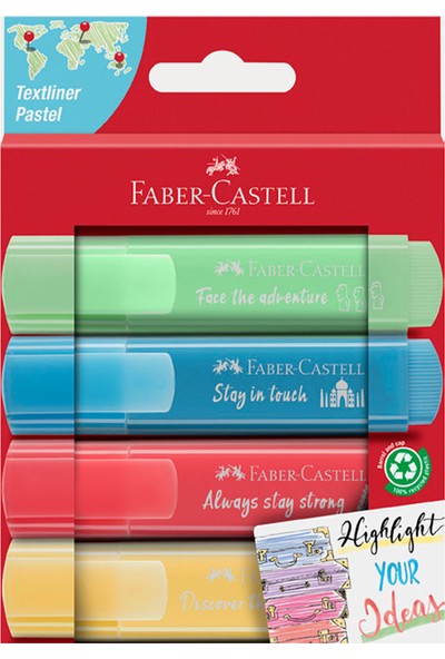 Faber-Castell 46 Fosforlu Kalem Pastel Renkler 4'lü 5030254625 Faber-Castell 46 Fosforlu Kalem Pastel Renkler 4'lü 5030254625