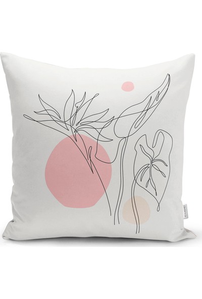 RealHomes Gri Zemin Üzerinde Karakalem Çiçek Çizimli Modern Kırlent Kılıfı RealHomes Gri Zemin Üzerinde Karakalem Çiçek Çizimli Modern Kırlent Kılıfı