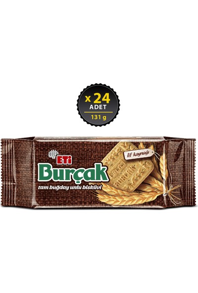 Eti Burçak Tam Buğday Unlu Bisküvi 131 g x 24 Adet
