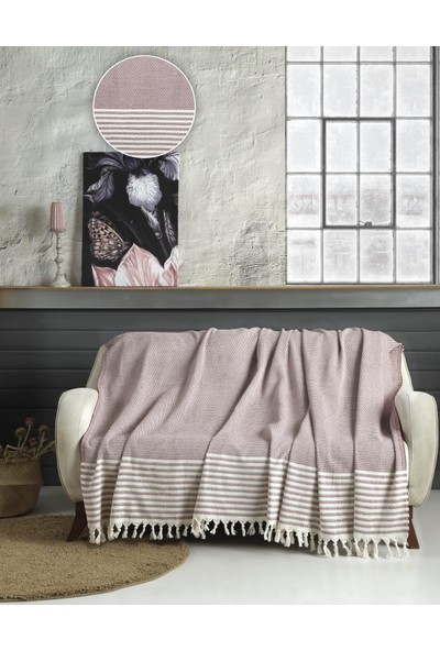 Genç Uludağ Örgü Desen Kolları Örten Bordo Koltuk Örtüsü