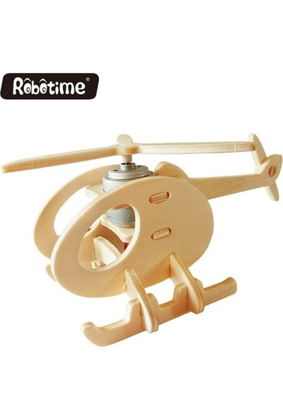 Robotime 3D Puzzle Güneş Enerjili Helikopter A Ahşap