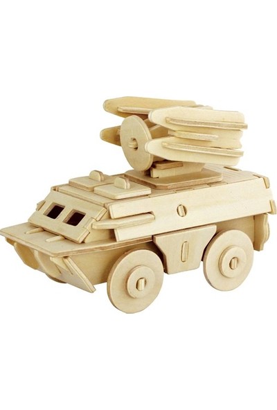 Robotime 3D Mini Ahşap Puzzle Uçaksavar Füze Kamyonu