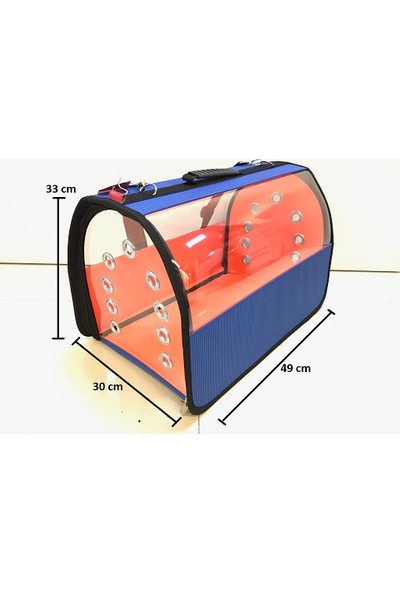 Lavista Şeffaf Jumbo Boy Kedi Köpek Lüks Taşıma Çantası Mavi 49X33X30CM