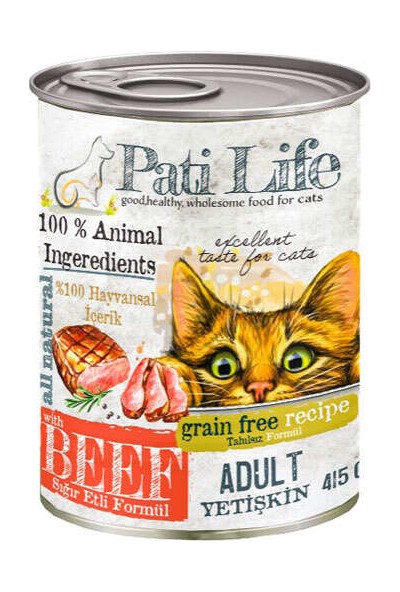 Pati Life Tahılsız Biftekli Kedi Konservesi 415 Gr 24'lü