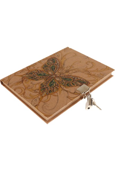Attach Kelebek Motifli 14*20CM 96 Yp.kilitli Kraft Hatıra Defteri Attach Kelebek Motifli 14*20CM 96 Yp.kilitli Kraft Hatıra Defteri