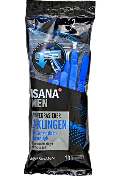 Isana Men Tıraş Bıçağı, 2 Bıçaklı, Tek Kullanımlık, 10'lu