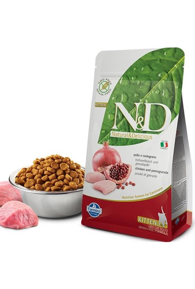 N&D Nd Tahılsız Kitten Tavuk & Nar Yavru Kedi Maması 1,5 kg N&D Nd Tahılsız Kitten Tavuk & Nar Yavru Kedi Maması 1,5 kg