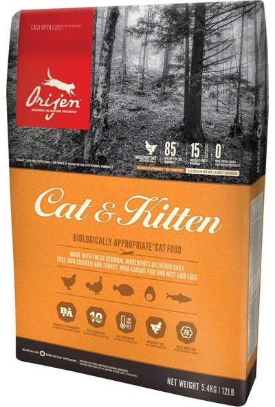 Orijen Kitten Tahılsız Tavuklu Yavru ve Yetişkin Kedi Maması 1,8 kg Orijen Kitten Tahılsız Tavuklu Yavru ve Yetişkin Kedi Maması 1,8 kg