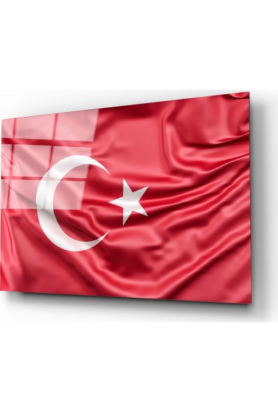 idealizbiz Türk Bayrağı Kırmızı Cam Tablo