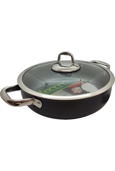Leggno Master Serisi Titanium Çelik Kulplu Sığ Tencere Siyah 24 Cm Leggno Master Serisi Titanium Çelik Kulplu Sığ Tencere Siyah 24 Cm