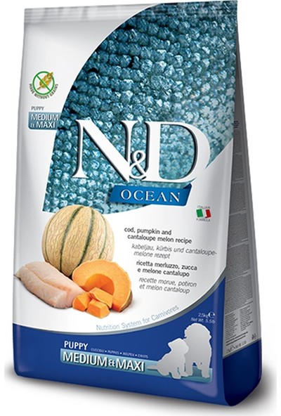 Nd Balkabaklı Morina Balıklı & Kavunlu Puppy Orta ve Büyük Irk Yavru Köpek Maması 2,5 kg