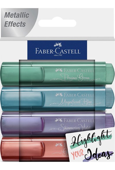 Faber-Castell Fosforlu Kalem 46 Metalik Renkler 4lü Faber-Castell Fosforlu Kalem 46 Metalik Renkler 4lü
