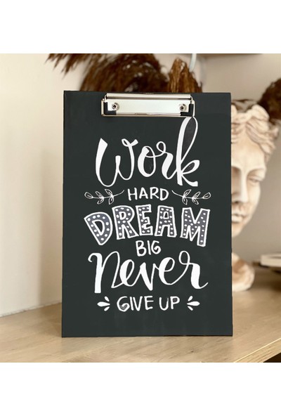 Sobremesa Work Hard Dream Tasarım Metal Aparatlı Sekreterlik Siyah