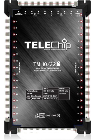 Telechip Tm-10/32-S 10 Giriş 32 Abone Çıkış Sonlu Multiswitch Santral (Adaptörü Içindedir) Telechip Tm-10/32-S 10 Giriş 32 Abone Çıkış Sonlu Multiswitch Santral (Adaptörü Içindedir)