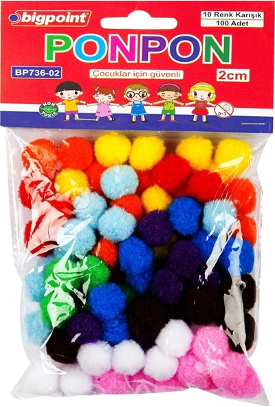 Bigpoint Ponpon 2 Cm 10 Renk 100'Lü Bigpoint Ponpon 2 Cm 10 Renk 100'Lü