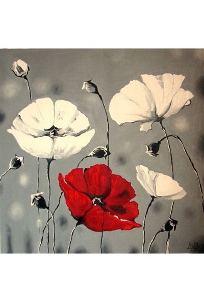 Marcel Sanat Kırmızı ve Beyaz Gelincikler 51 x 51' cm Marcel Sanat Kırmızı ve Beyaz Gelincikler 51 x 51' cm