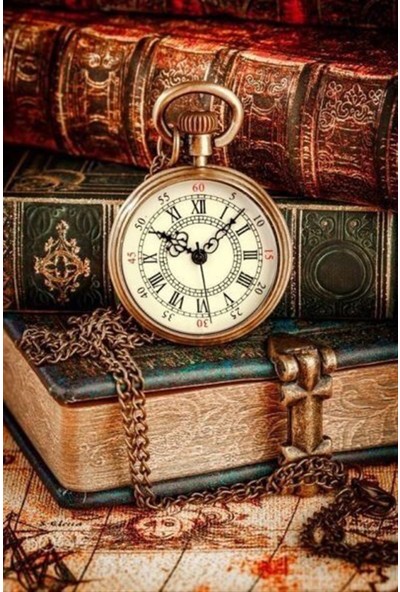 Marcel Sanat Antika Saat ve Kitaplar Tablo su 46 x 69 cm