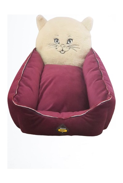 Petquatro Kedi Figürlü Yatak Kedi-Küçük Irk Köpek Yatağı