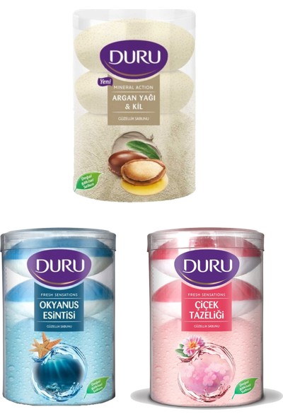 Duru Katı El Sabunu 3 Lü Paket Argan Yağ + Okyanus Ferahlığı+ Çiçek Tazeliği Duru Katı El Sabunu 3 Lü Paket Argan Yağ + Okyanus Ferahlığı+ Çiçek Tazeliği