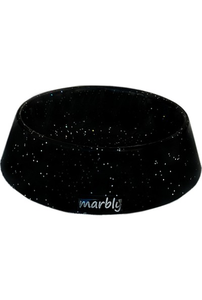 Marbly Siyah Galaxy Mermerit Kedi Köpek Mama Su Kabı 470 ml