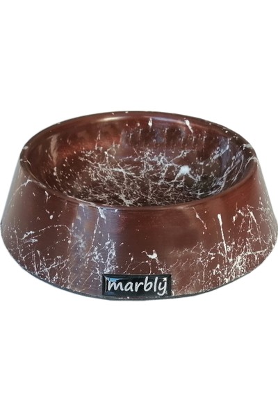 Marbly Kahve Dalgalı Mermerit Köpek Mama Su Kabı 1000 ml