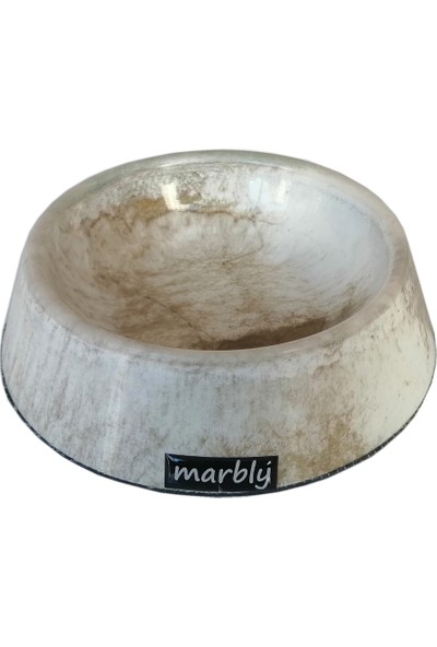Marbly Beyaz Dalga Mermerit Kedi Köpek Mama Su Kabı 470 ml