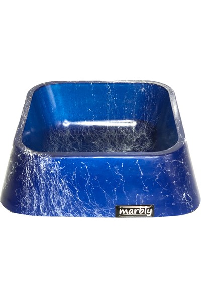 Marbly Mavi Dalgalı Mermerit Köpek Mama Su Kabı 500 ml