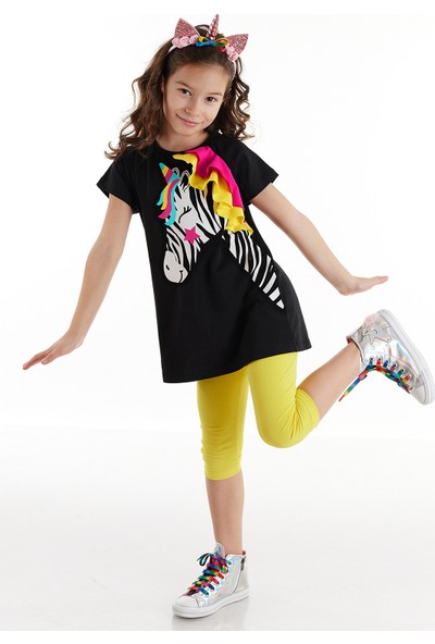 Denokids Zebracorn Siyah Kız Tunik Takım Denokids Zebracorn Siyah Kız Tunik Takım