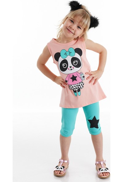 Denokids Panda Star Kız Tayt Takım