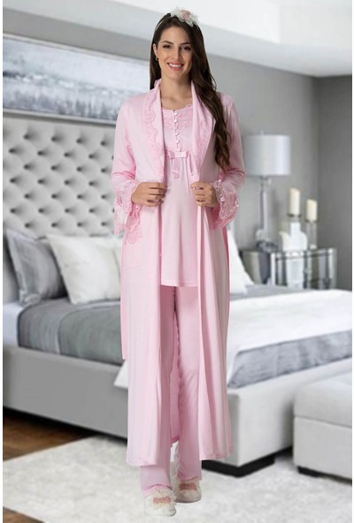 By Mecit Pijama Sabahlıklı Lohusa Pijama Takımı